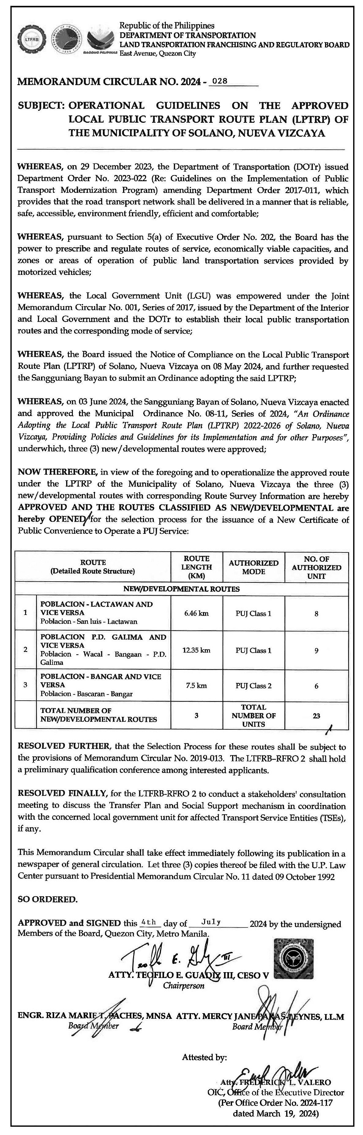 LTFRB Memorandum Circular No. 2024-028